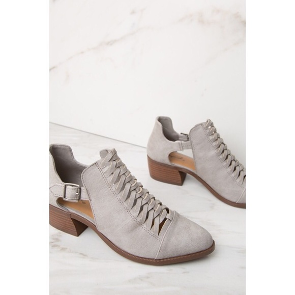 Qupid | Shoes | Light Gray Braided Ankle Booties | Poshmark